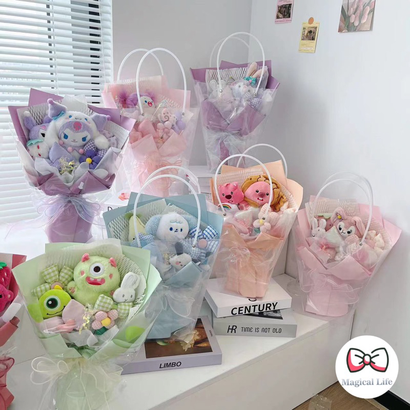 Cute Plushie Cartoon Flower Bouquet Lotso Duck Hello Kitty Mermaid ...