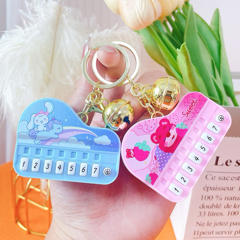 Sanrio Mini Electronic Keychain Keychain Luminous Music Toy Small Piano ...
