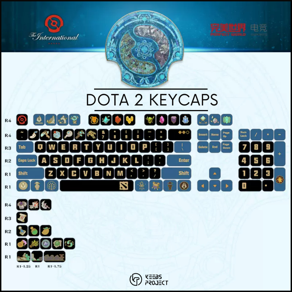 Dota 2 International TI Shine Thru Keycaps for Mechanical Keyboard ...