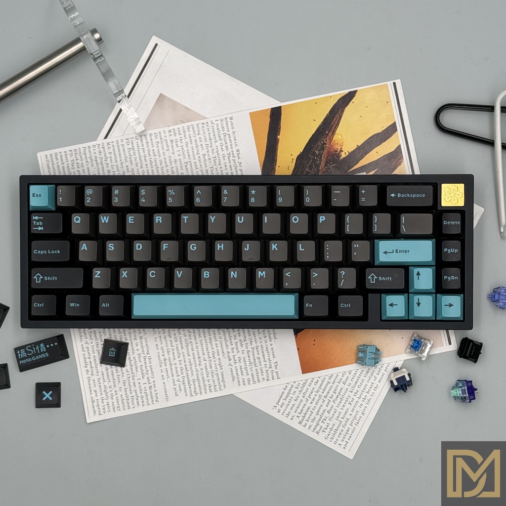 GMK Obsidian Keycap PBT Double Shot OEM Black Blue Keycaps 130pcs ...