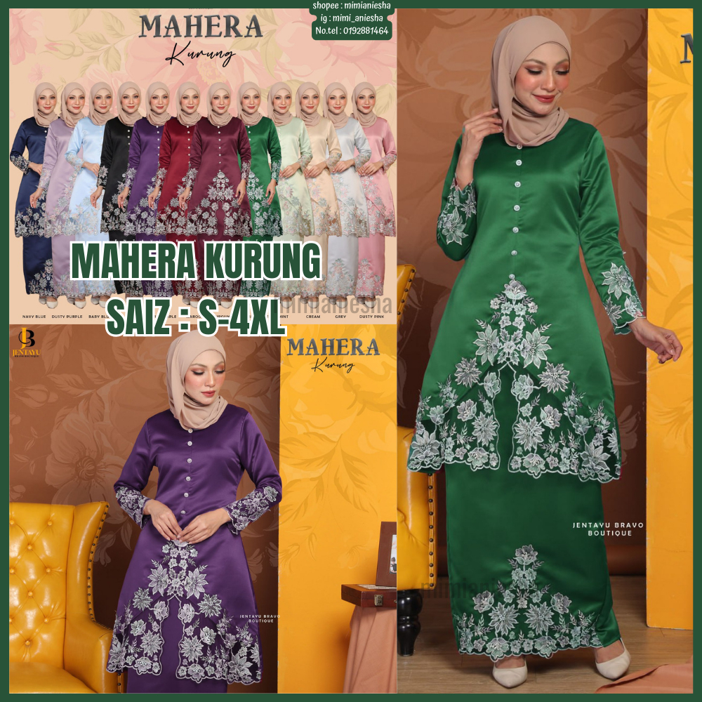 Mahera Kurung Pahang Baju Raya 2024 Kurung Plus Size Mini Kurung Moden Lace Baju Tunang Nikah ...