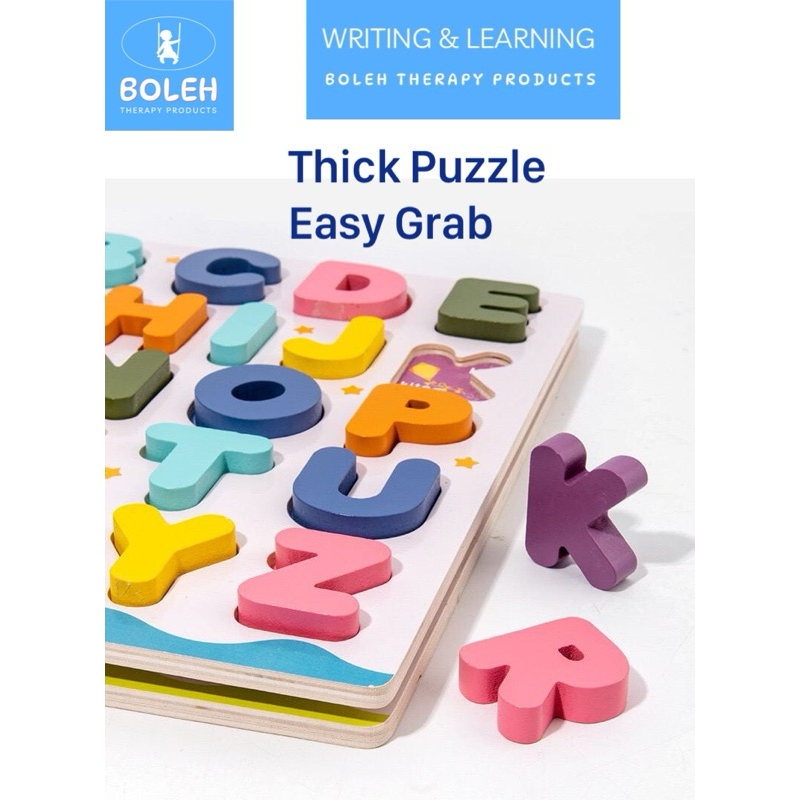 BOLEH ABC Puzzle, Wooden Alphabet Puzzle, Numbers Puzzle, 123 Puzzle ...