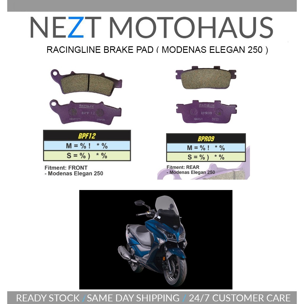 RACINGLINE Modenas Elegan 250 Brake Pad Metallic ( DEPAN / BELAKANG ...