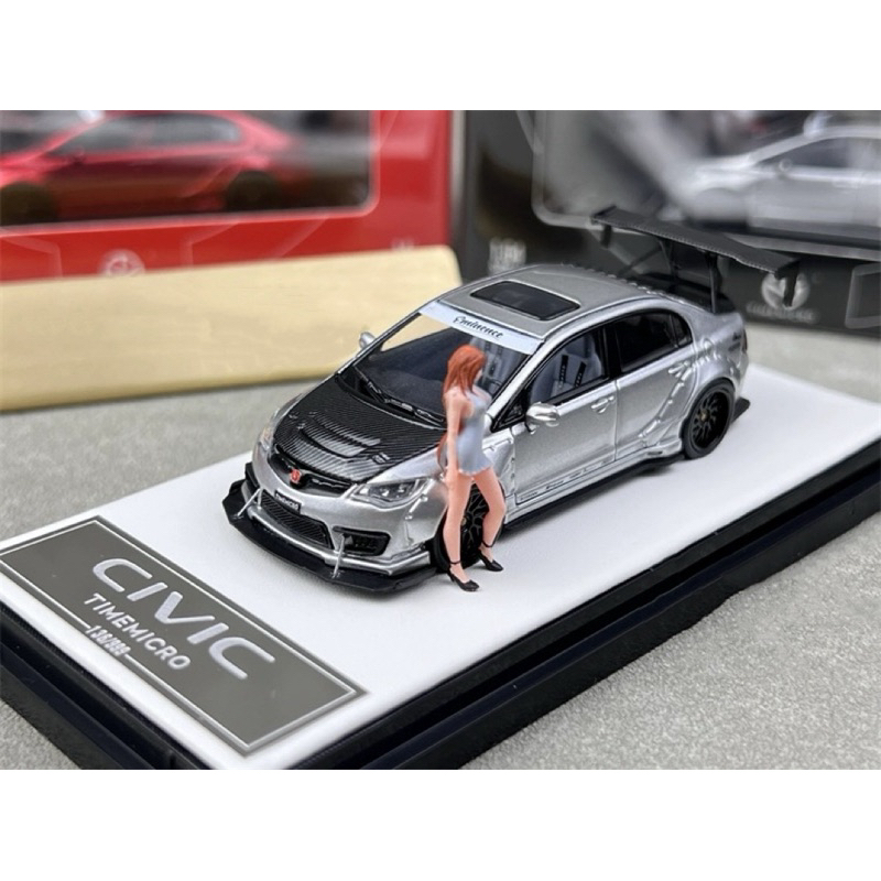 Time Micro 1/64 Honda Civic FD2 Track Edition - Silver W/ Figure ...
