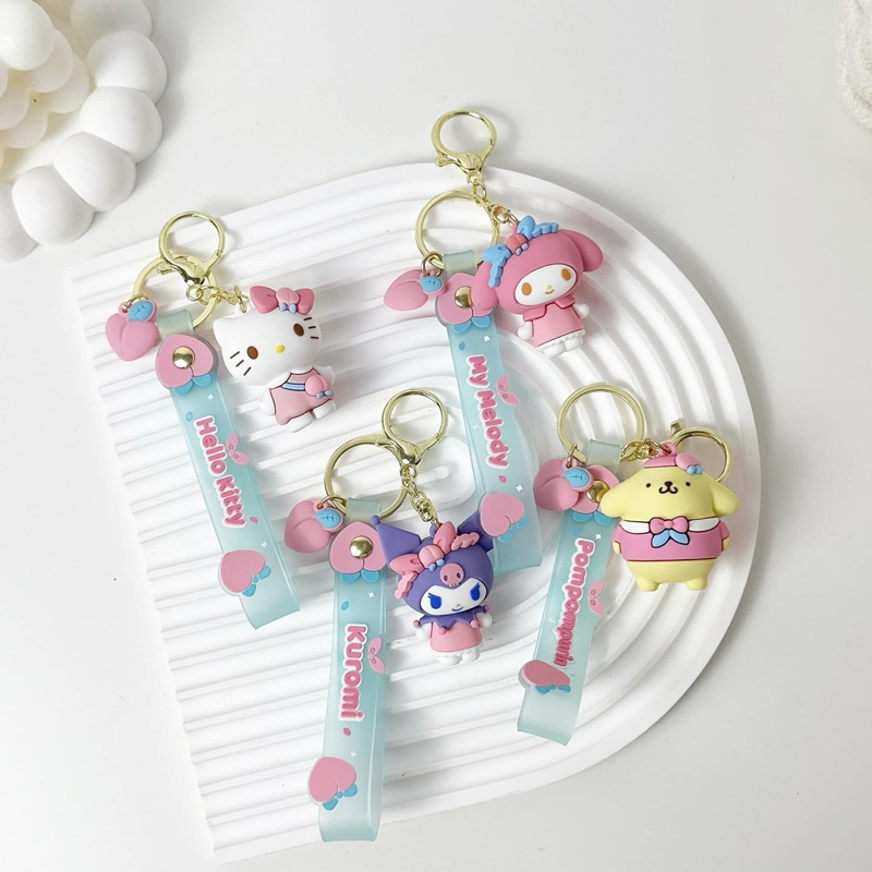 Hello Kitty My Melody Keychain Kuromi Pompompurin Cute Peach Series ...
