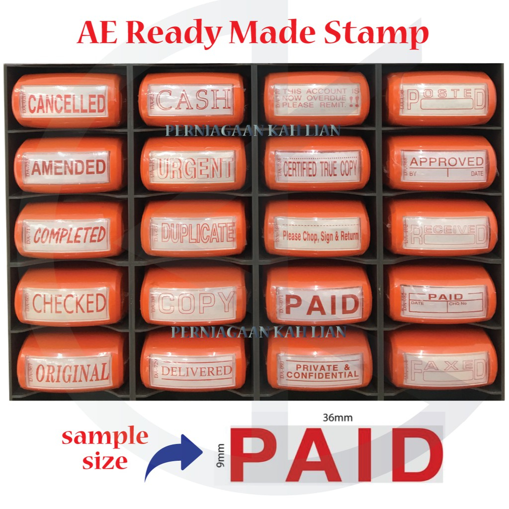 AE Flash Made Stamp / Chop (PAID/DATE/SIGN) Self Ink | Shopee Philippines
