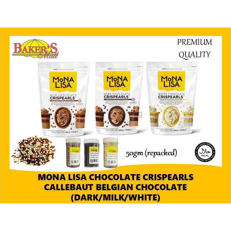 Mona Lisa Chocolate Crispearls (Callebaut) 50gm (repacked) (Dark/Milk ...