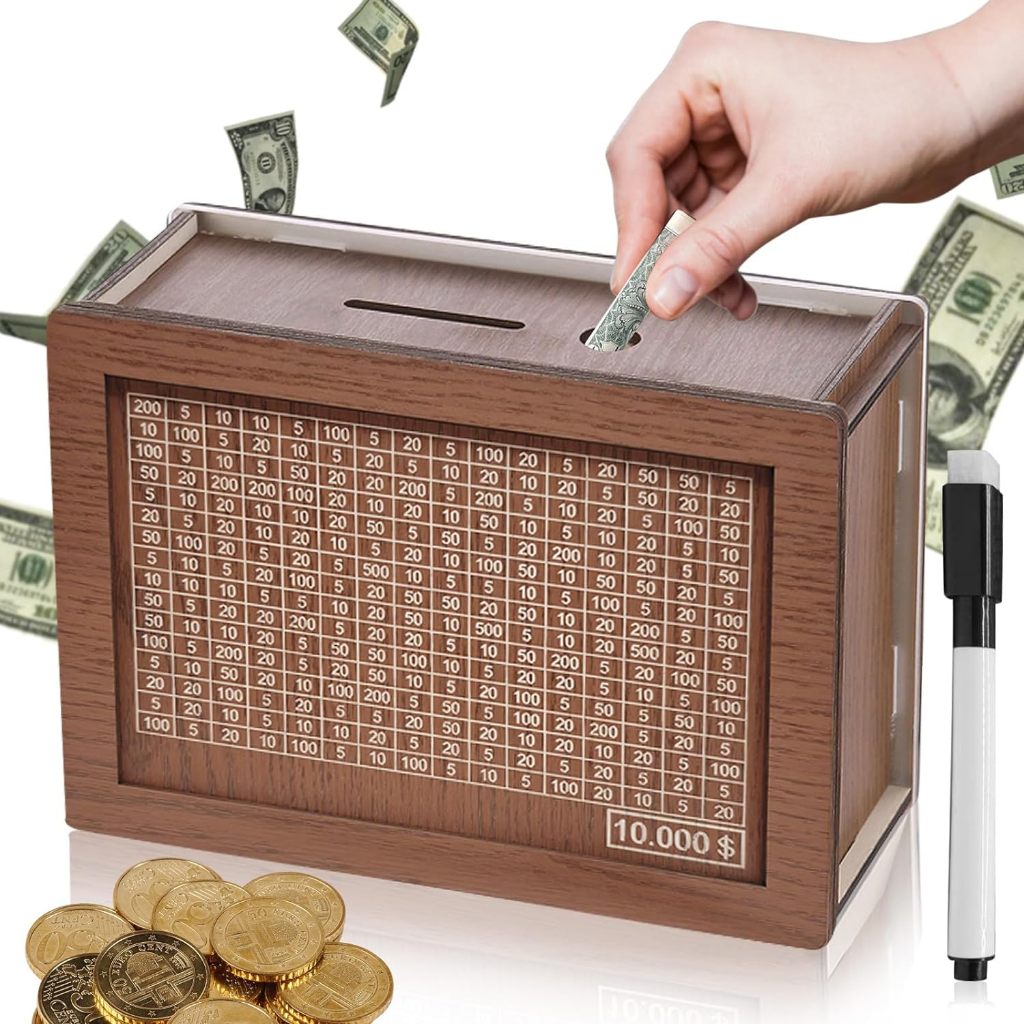 Saving Wood Money Tube Multi-Purpose Money Box With Saving Mat To Help ...