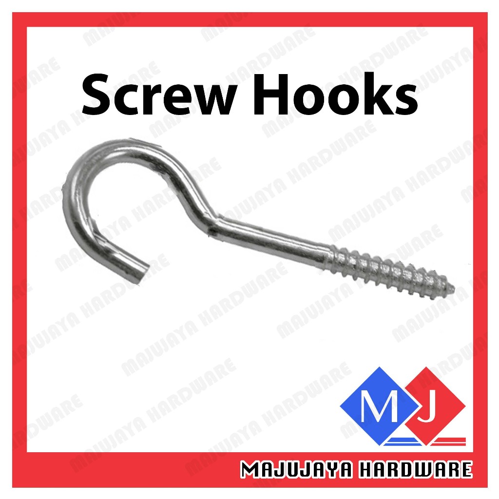 1PC Zinc Plated Cup Hook 2 Nickel Plated Screw Hook Question Mark Hook ...