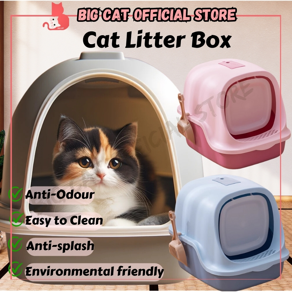 Pet Litter Box with Lid Anti-Splash Full Flip Large Capacity Bekas ...
