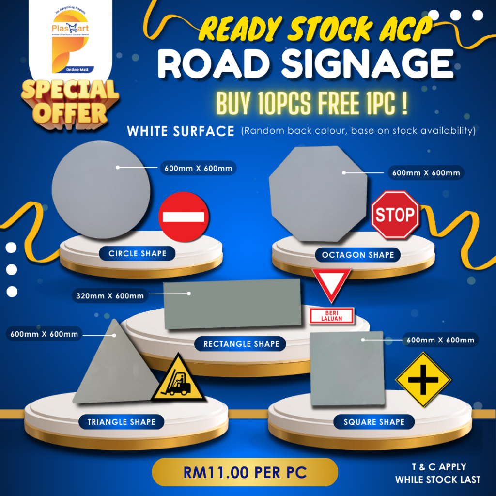 [Buy 10 Get 1 Free] ACP Panel Road Sign Various Shapes for Street Signs ...