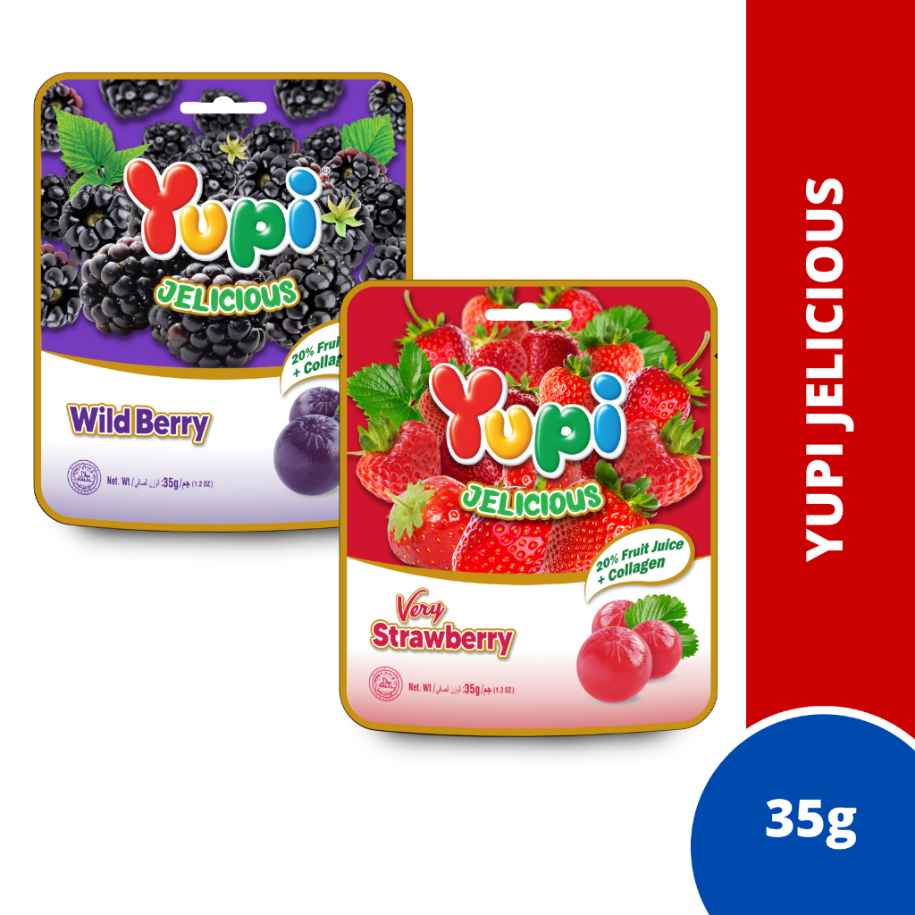 YUPI Jelicious Gummy 35g x 12pcs (Wild berry/Strawberry) | Shopee ...