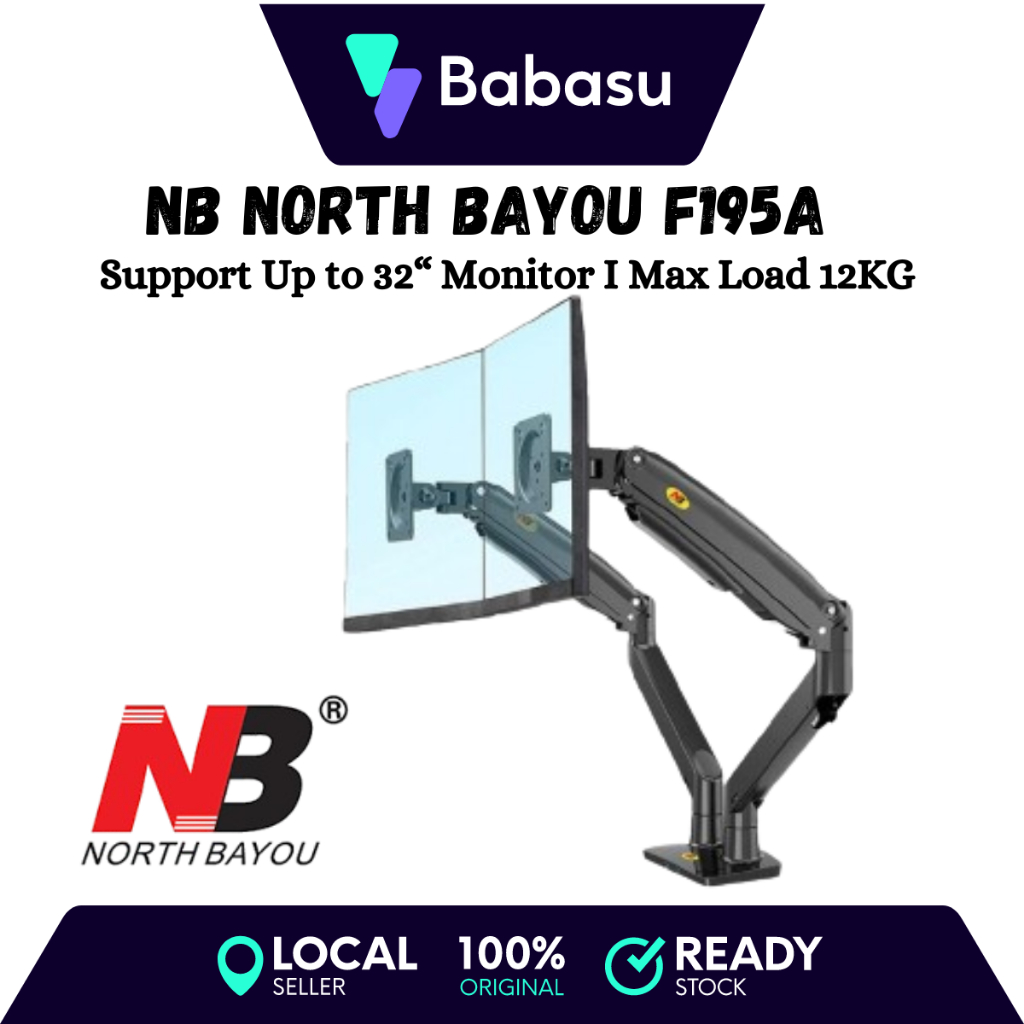 NB North Bayou F195A Dual Monitor Arm with Support Up tp 32" Monitor ...
