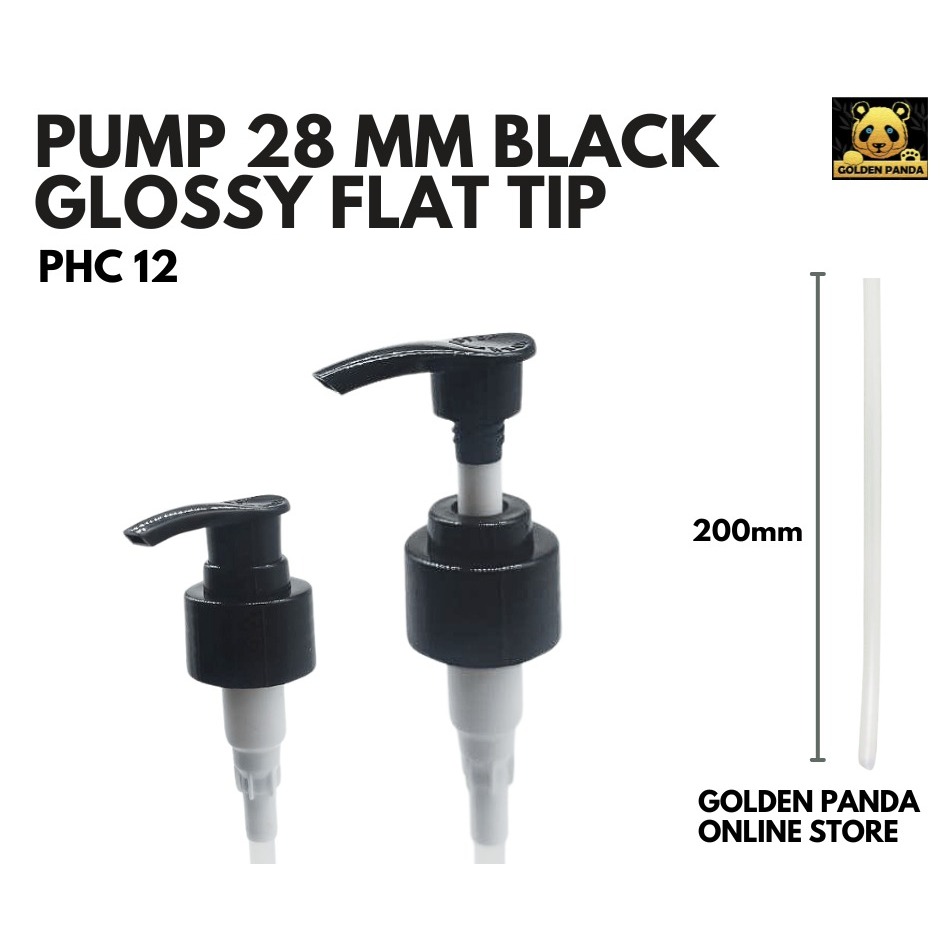 PHC 12 Black Glossy Flat Tip 28mm/Bottle pump head / shampoo pump ...