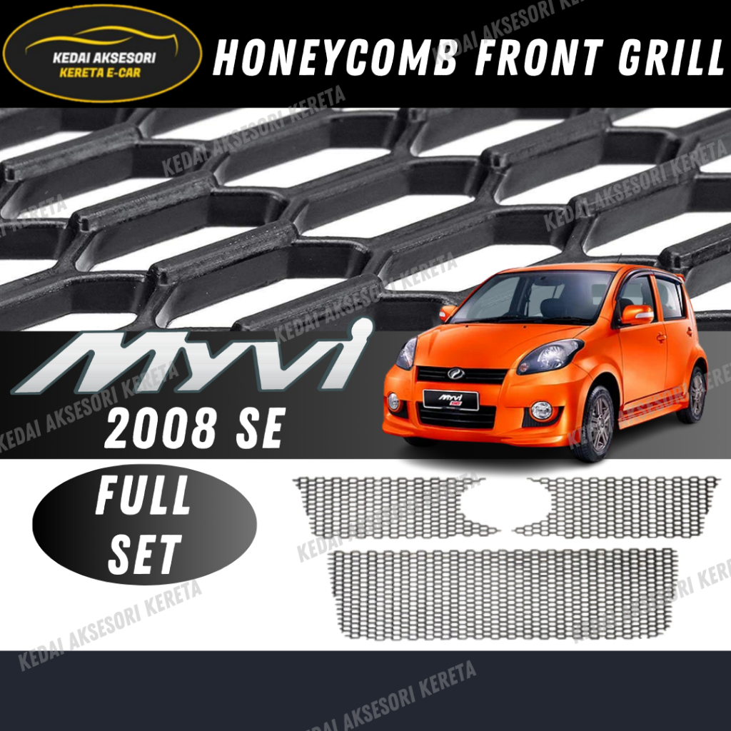 Perodua Myvi SE 2008 FACELIFT Cut Honeycomb Grill Full Set Top Bottom ...