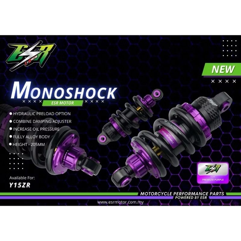 ESR MOTOR MONOSHOCK FOR Y15ZR Y16ZR DAN LC135 PURPLE BLACK BLUE YELLOW ...