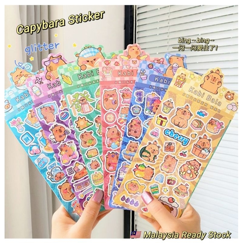 Capybara Sticker Set Cute Cartoon Laser Guka Sticker Diy Decoration ...