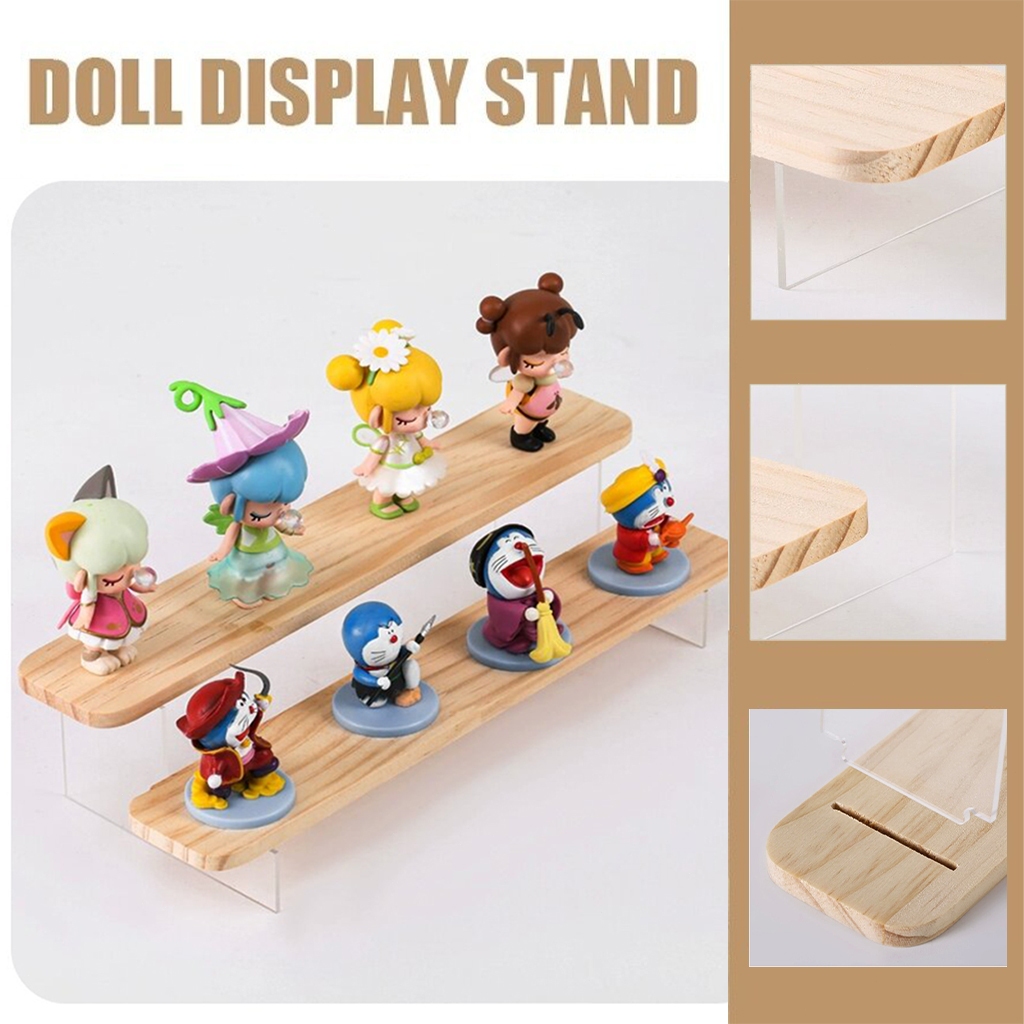 2/3/4 Tier Wooden Layers Acrylic Display Stand Transparent Ladder Blind ...