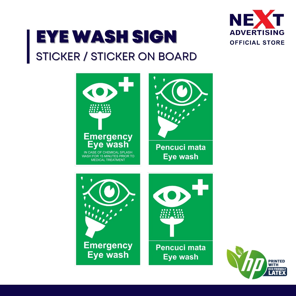 Emergency Eye Wash Safety Sign Sticker or Sticker on Board | Shopee ...