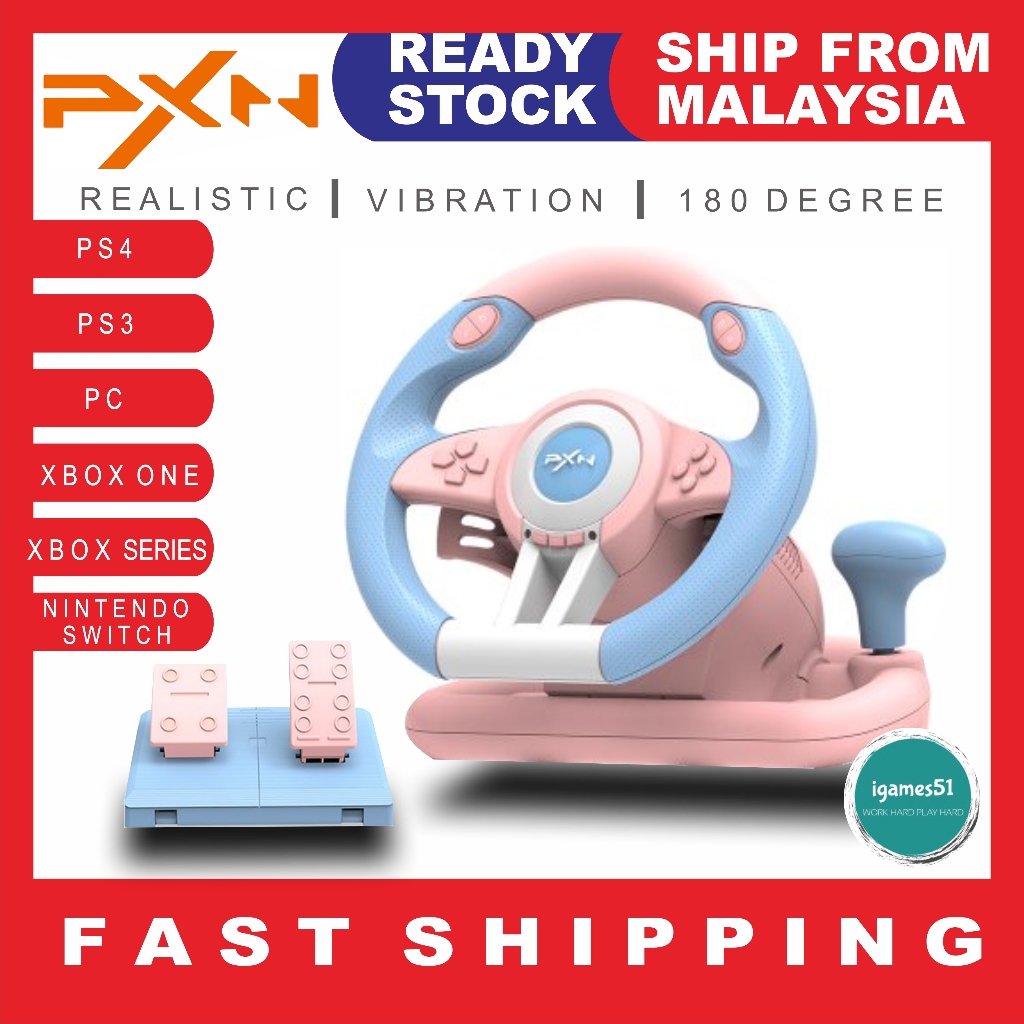 PXN V3 PRO COLOR Racing Game Steering Wheel With Brake Pedal | Shopee ...