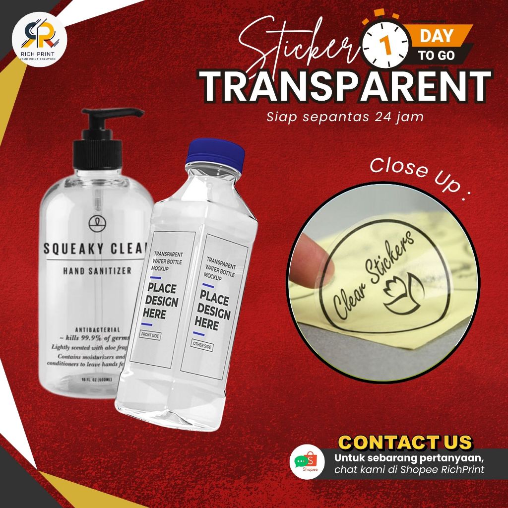 TRANSPARENT STICKER WATERPROOF . STIKER LUTSINAR KALIS AIR . BERKUALITI ...