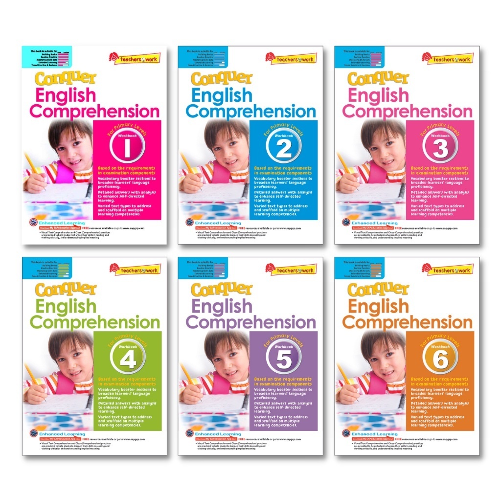 Conquer Comprehension For Primary Levels Workbook 1-6 + Yoobook Skill ...