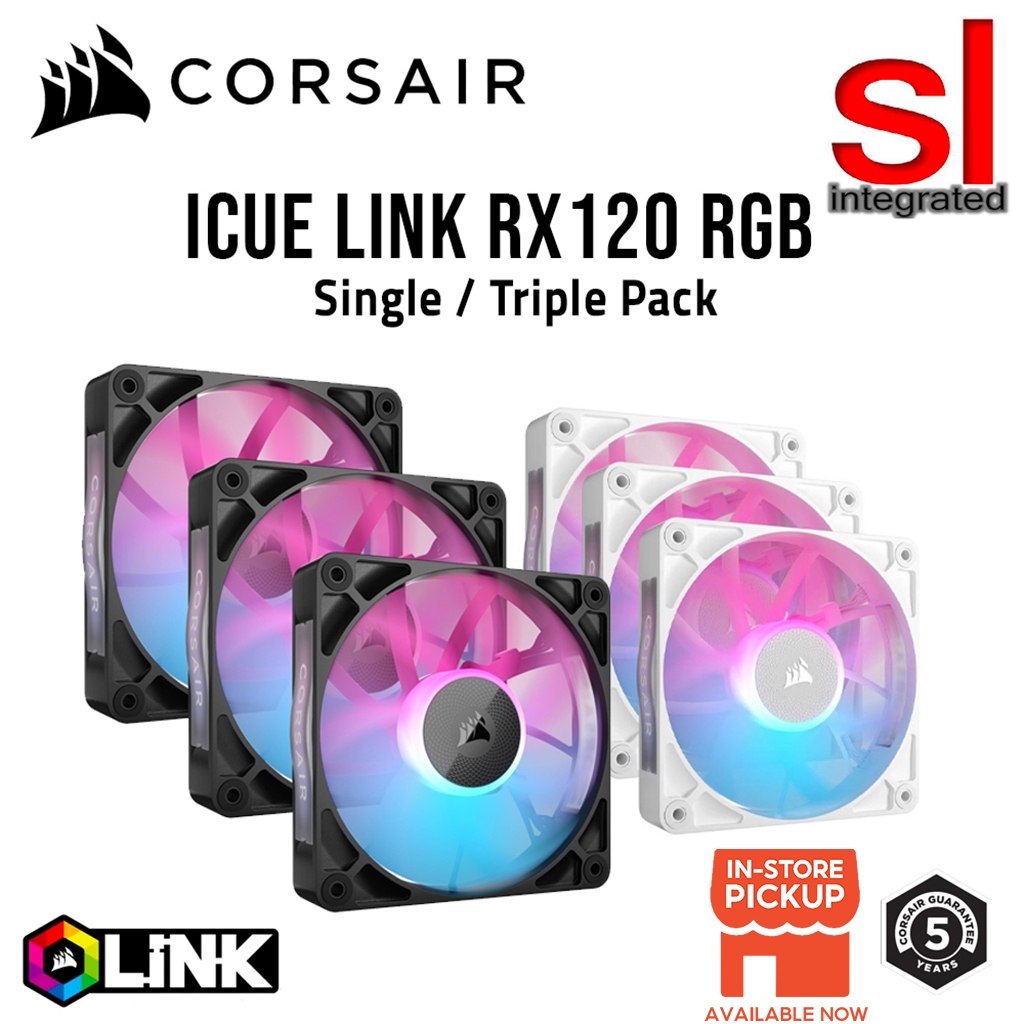 Corsair iCUE LINK RX120 RGB Series 120mm PWM PC Fan - Black/White ...