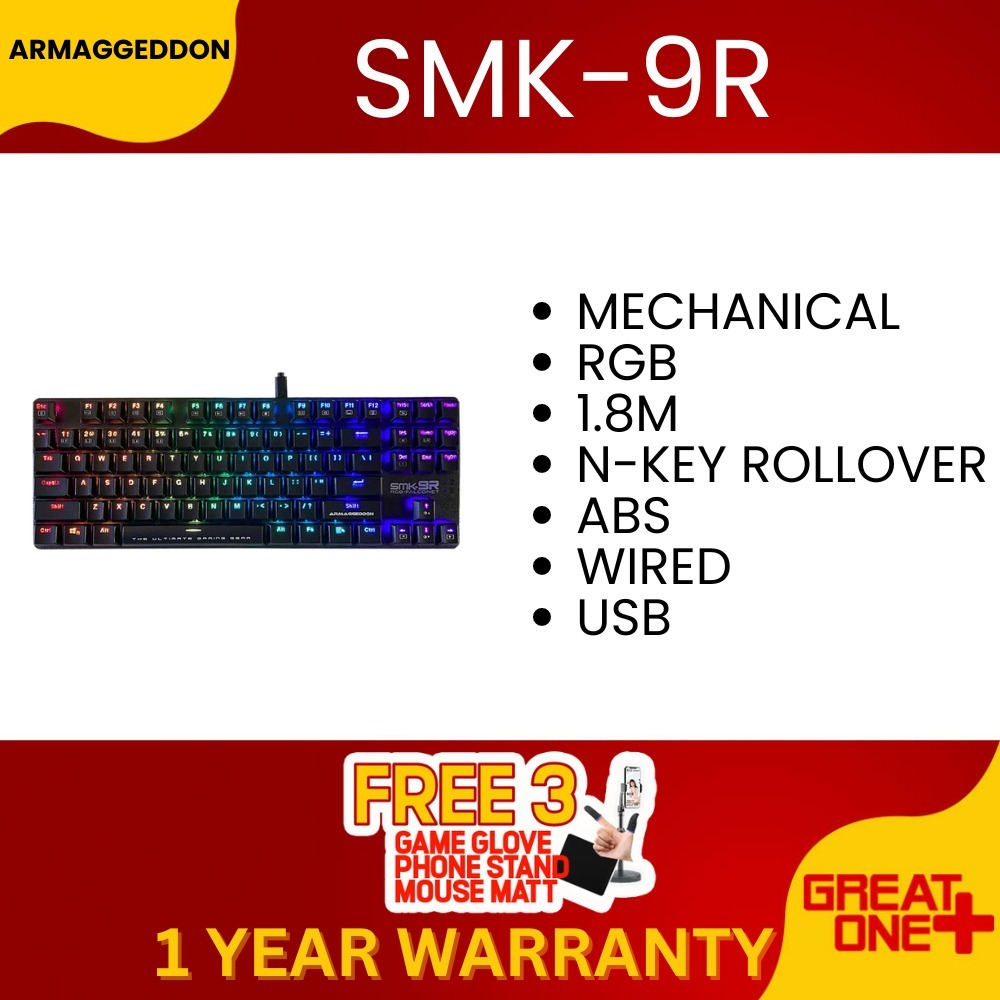 Armaggeddon SMK-9R RGB Falconet Outemu Switch Mechanical Keyboard 87 ...