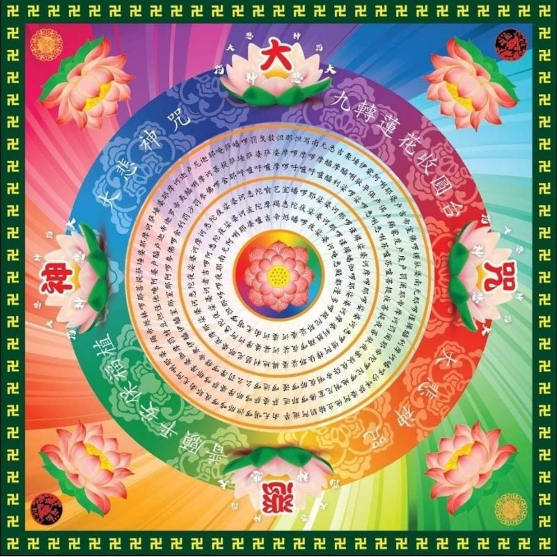 Colorful Great Compassion Mantra Lotus Paper, Front Back Printing.20cm ...