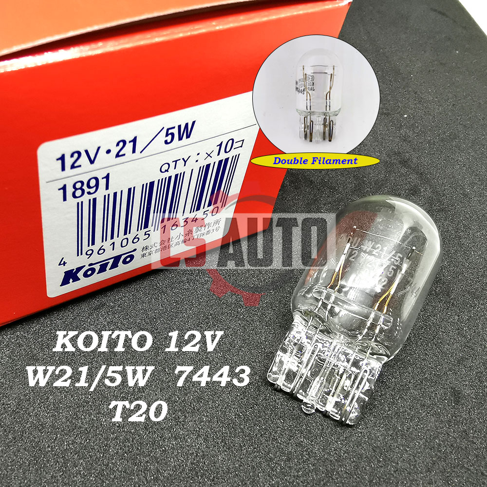 CS 1pc x Koito JAPAN 12V T20 W21/5W 1891 7443 Bulb Double Filament ...