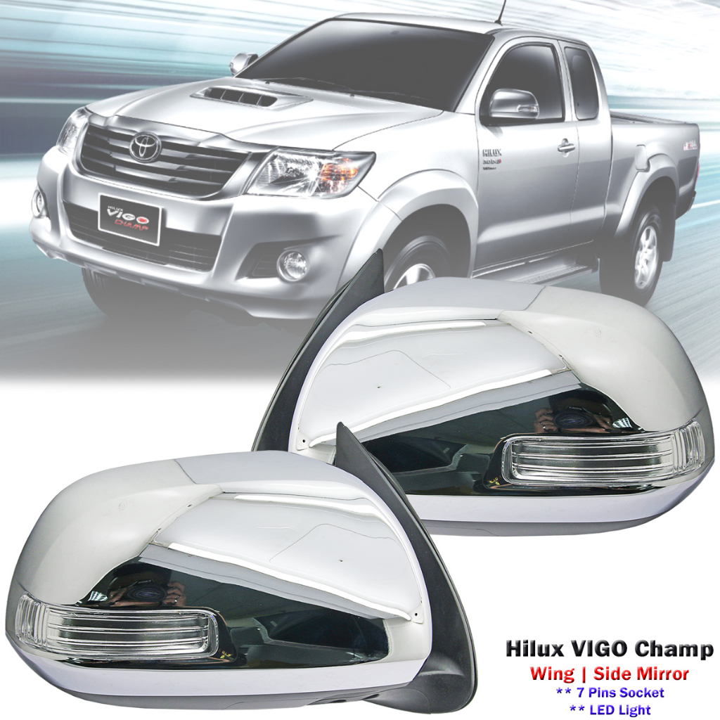Toyota Hilux VIGO Champ KUN25 KUN26 Side Mirror Chrome w/ LED 2011-2014 ...
