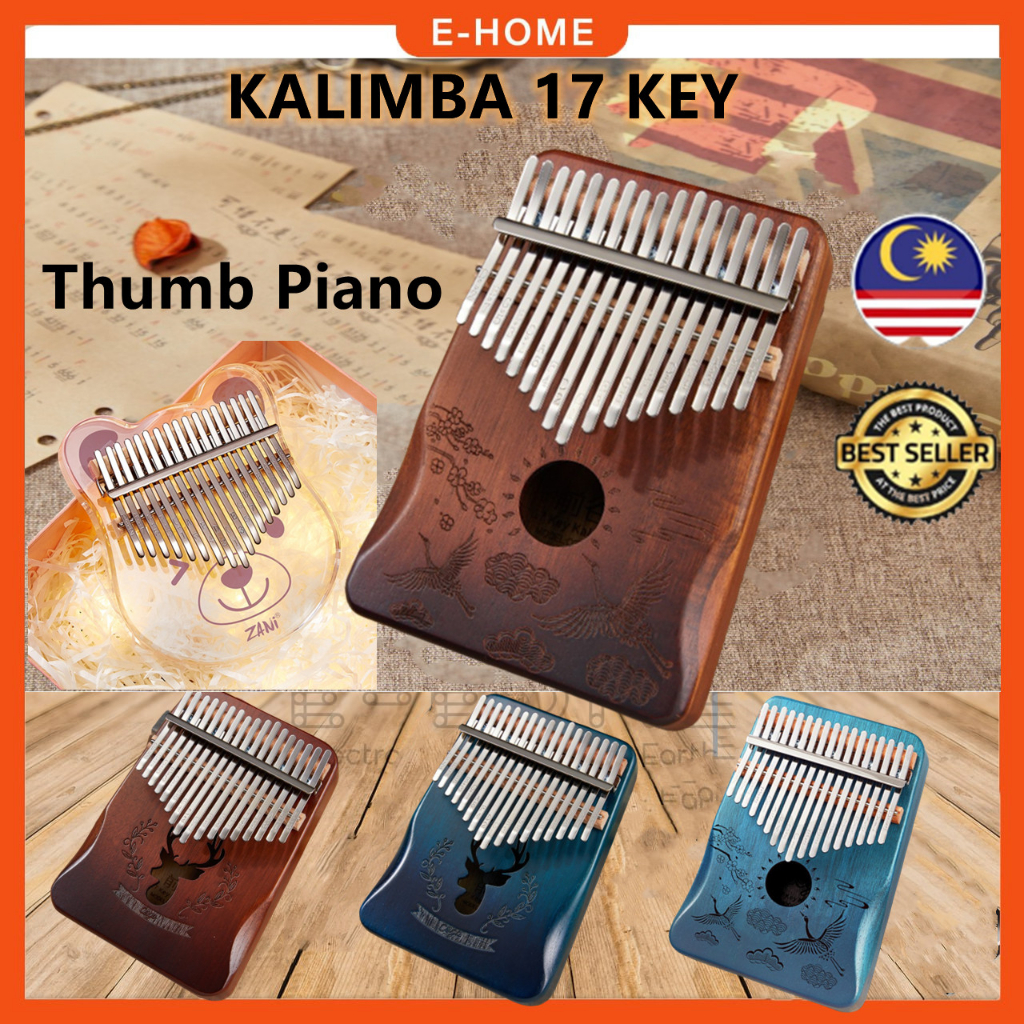 Kalimba Thumb Piano 17 Key Mahogany Musical Instruments Kalimba Hammer ...
