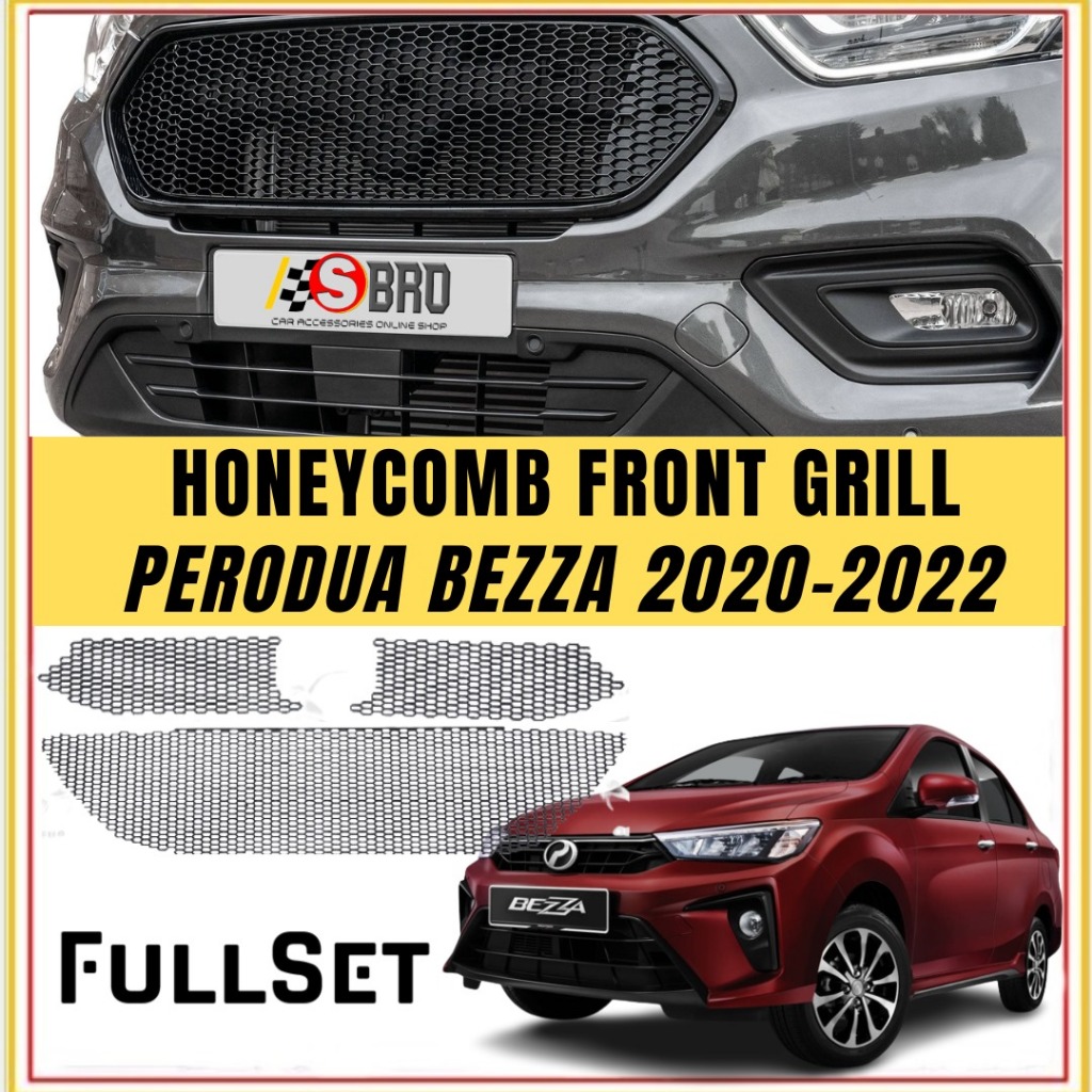 Perodua Bezza 2020-2022 Cut Honeycomb Grill Full Set Top Bottom ...