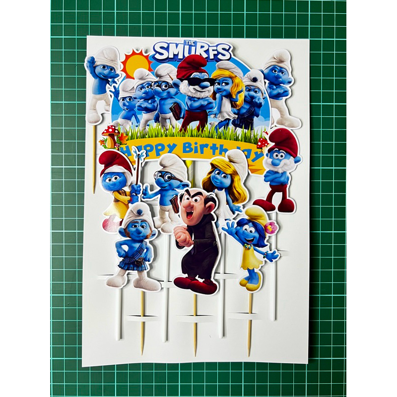 Smurfs Happy Birthday Decoration Set Cake Topper for Birthday Cake ...