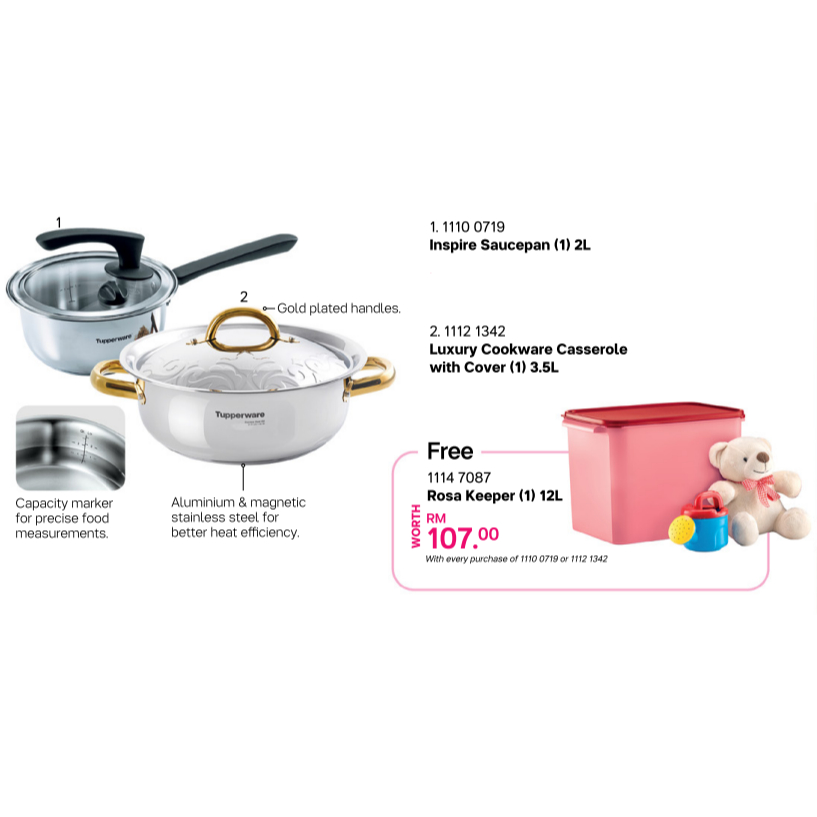 TUPPERWARE INSPIRE SAUCEPAN 2L (1PC) / LUXURY COOKWARE CASSEROLE WITH ...
