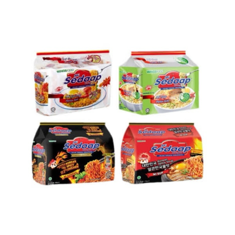 Mi Sedaap/Mee Sedaap Fried/Korean Spicy/Instant Noodles (Earloop) 5 x ...