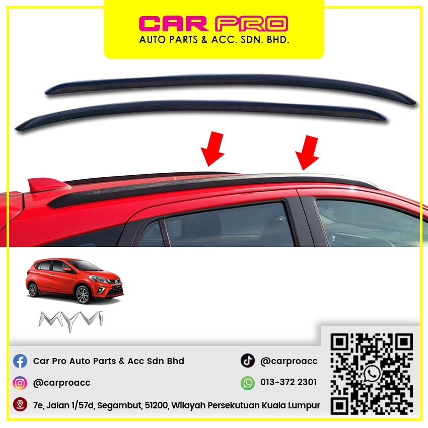Perodua Myvi 2017 - 2022 Stylish Sporty Roof Moulding Rail Roof Rack ...