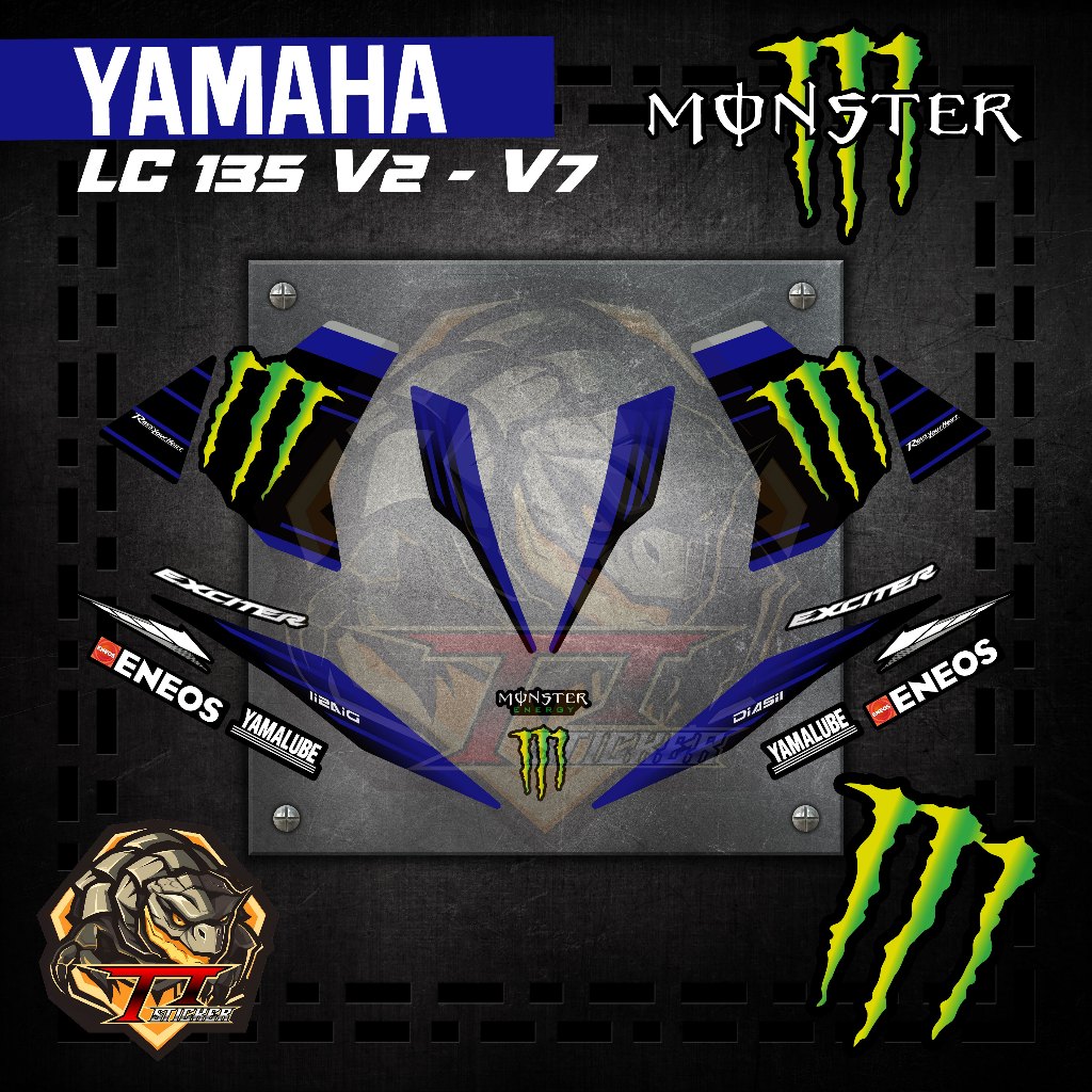 YAMAHA LC135 V2/V3/V4/V5/V6/V7 MONSTER EDITION BODY COVER STICKER ...