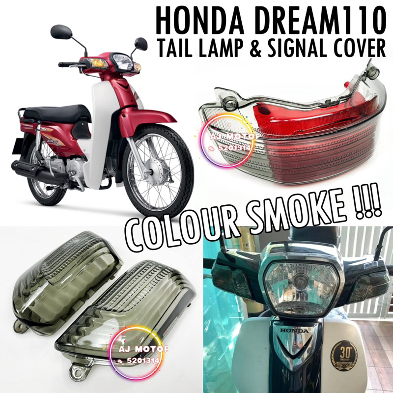HONDA DREAM110 DREAM 110 FI FRONT SIGNAL & TAIL LAMP COVER TINTED SMOKE ...