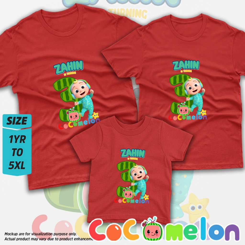 Cocomelon Birthday T shirt Theme Family Set Baju Custom Name Age Baby ...