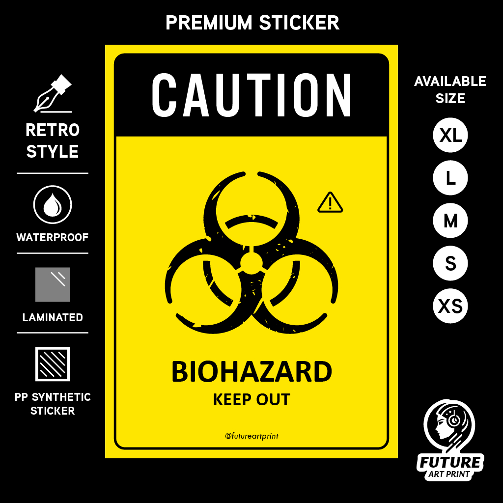 Caution Biohazard Keep Out. Premium Sticker Sign Warning Beware Danger ...