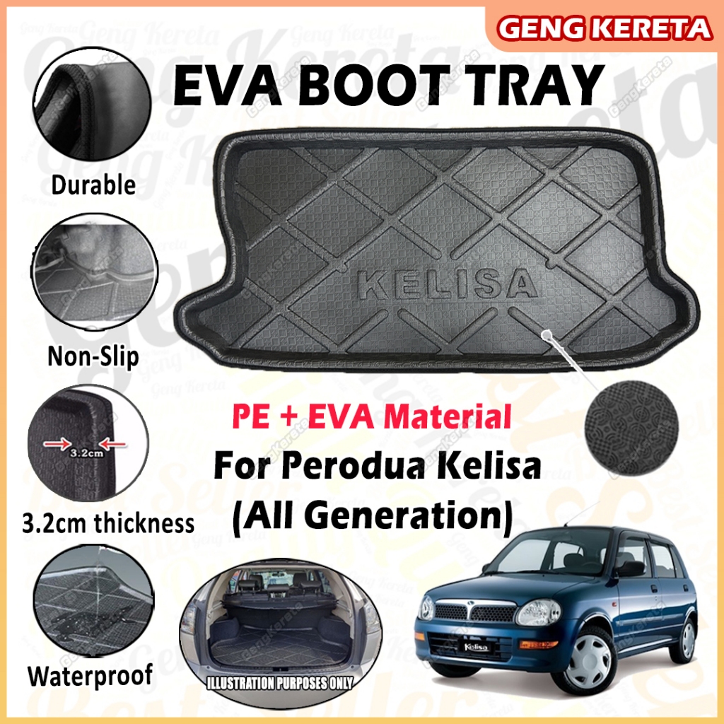 For Perodua Kelisa EVA Copolymer Car Boot Tray Trunk Tray Luggage Cargo ...