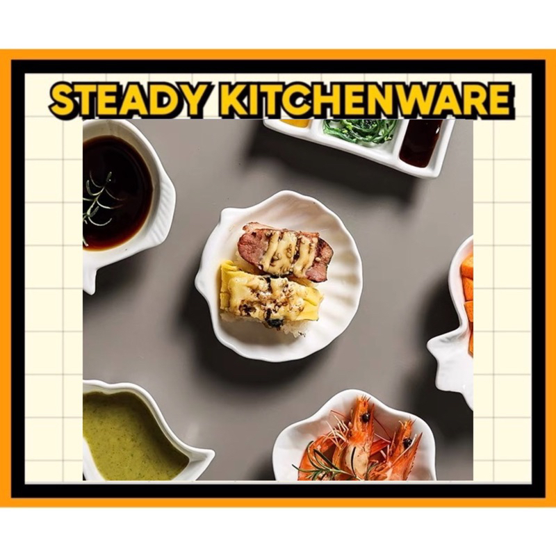 (50pcs)Ins Style Shell Shape Ceramic Sauce Plate / Dessert Dish / Snack ...