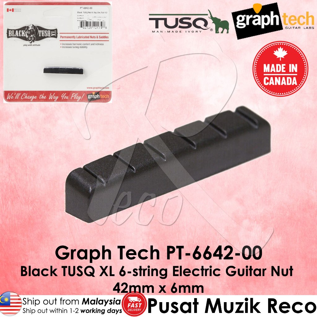 Graph Tech PT-6642-00 Black TUSQ XL 6-string Electric Guitar Nut - 42mm ...