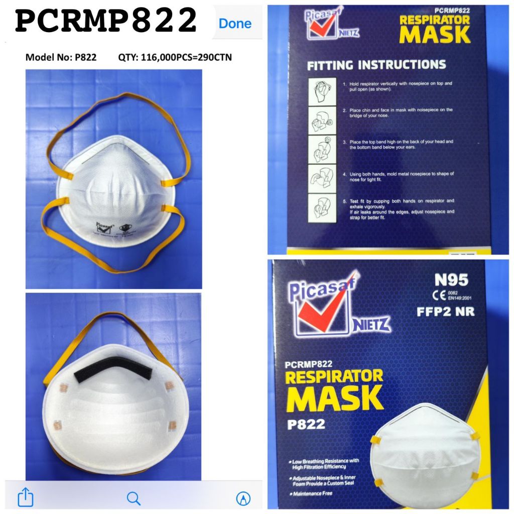 PICASAF RESPIRATOR SIRIM MASK N95 20PCS PER BOX | Shopee Philippines