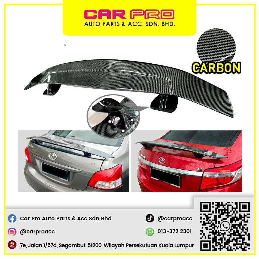 Universal Car Sedan Black Carbon Spoiler Saga Wira Waja Bezza City ...