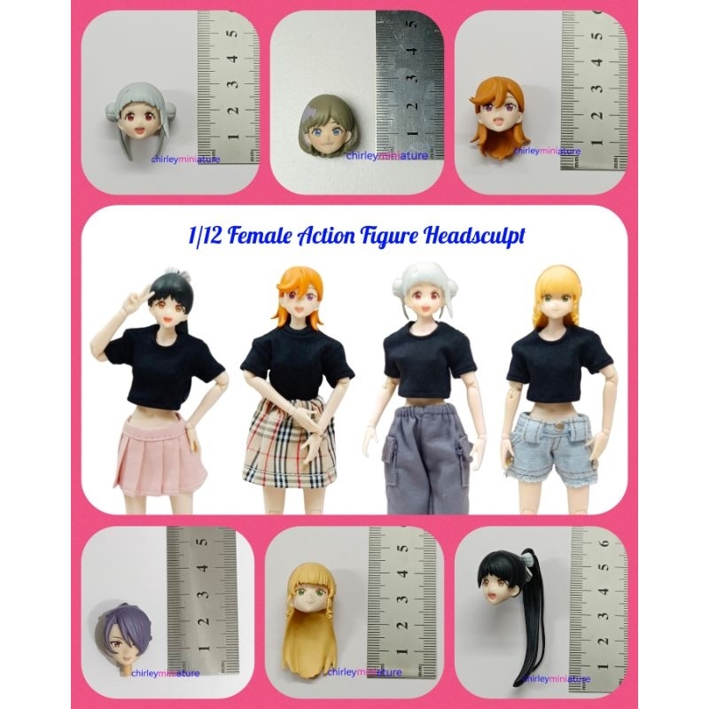 Female action figure head sculpt 1/12 / Figma 1/12 head sculpt | Shopee ...