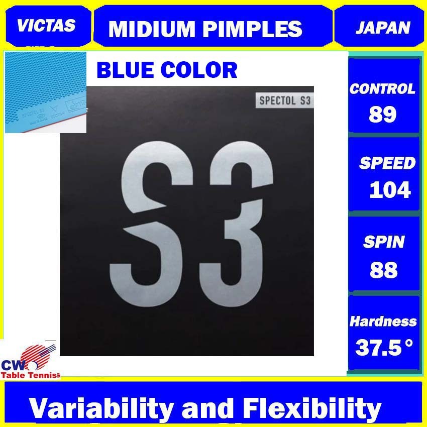 VICTAS SPECTOL S3 Medium Pimples BLUE COLOR Table Tennis Rubber Ping Pong Getah | Shopee Philippines