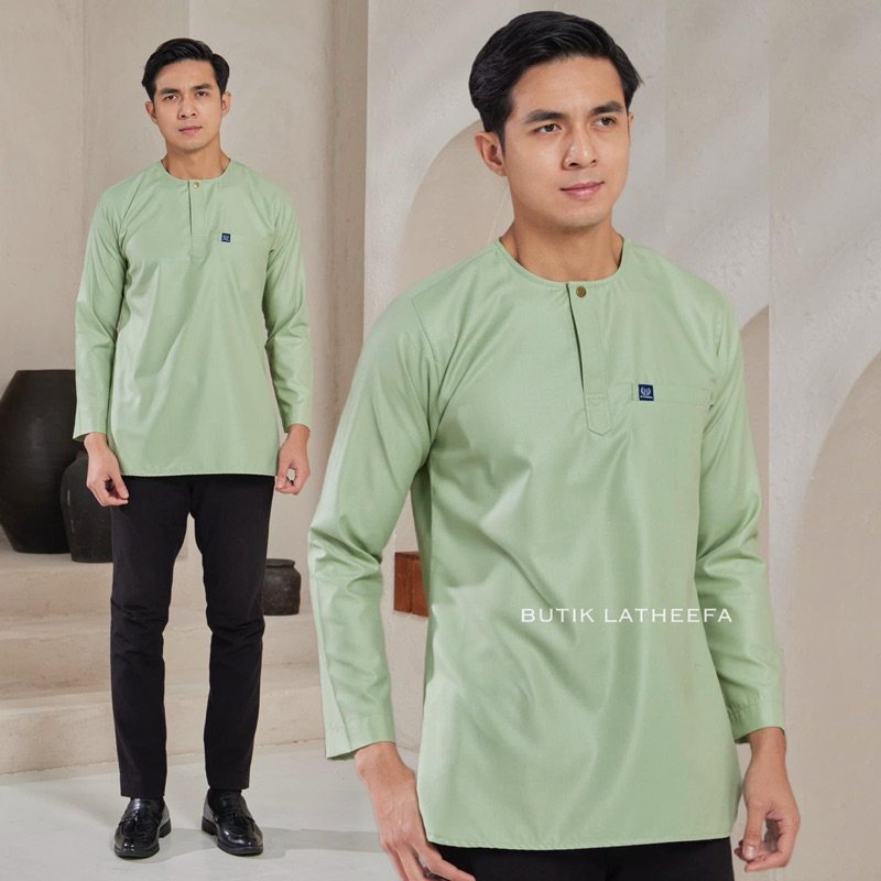 KURTA SLIM FIT SAGE GREEN HIJAU RAYA 2024 | Shopee Philippines
