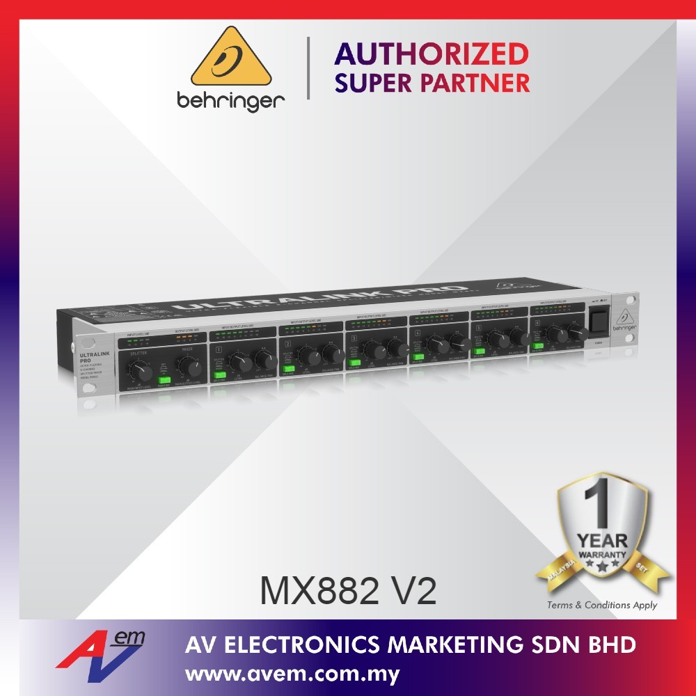 BEHRINGER ULTRALINK PRO MX882 V2 Ultra-Flexible 8Channel Splitter/Mixer ...